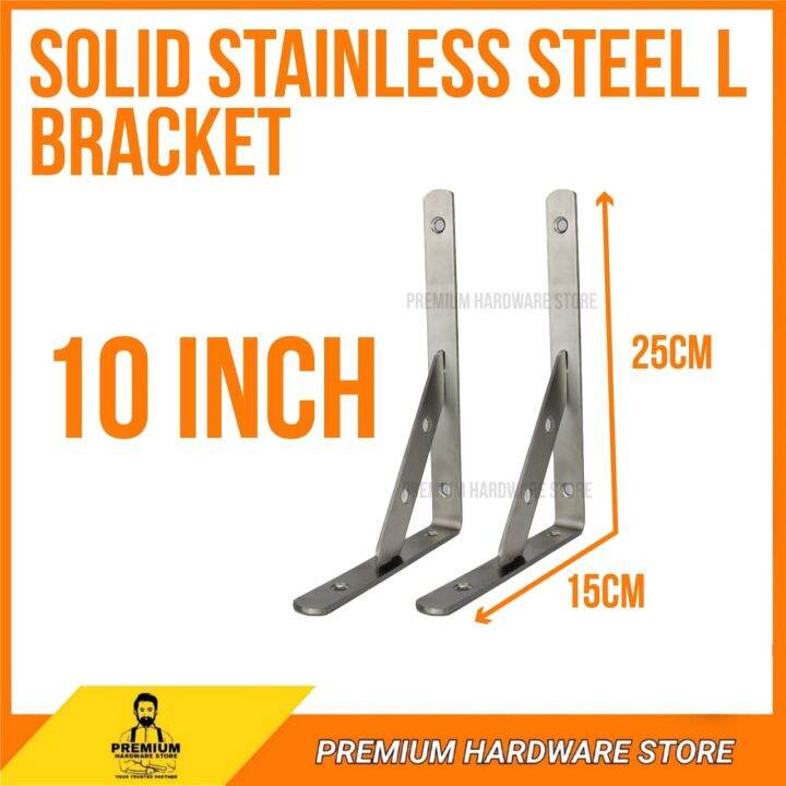 SOLID STAINLESS STEEL L BRACKET (1 PAIR) / WALL SHELF SHELVING L ...