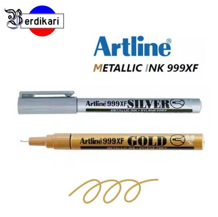 Artline Spidol Marker 999XF Warna Metallic Gold Silver | Lazada Indonesia