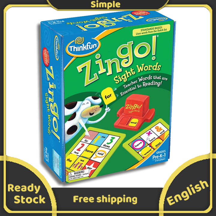 ThinkFun Zingo Sight Words Board Game For Family Party Game Ages 6 ...