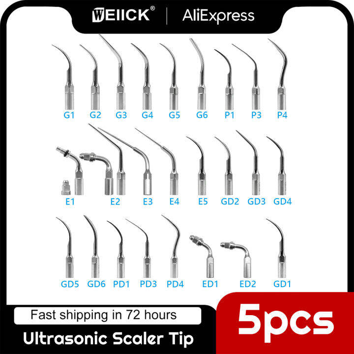 Wellck 5pcs ทันตกรรม Ultrasonic Scaler Tip Scaling Tip Periodontics