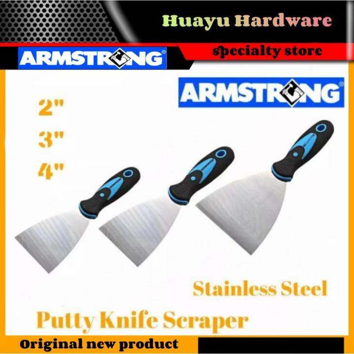 ARMSTRONG 2", 3", 4" Stainless Steel Wall Putty Utility Knife Rubber ...