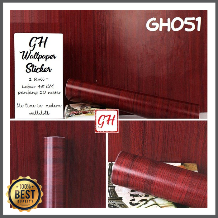 Wallpaper Sticker Dinding Motif Triplex Maroon Panjang 10M X Lebar 45CM ...