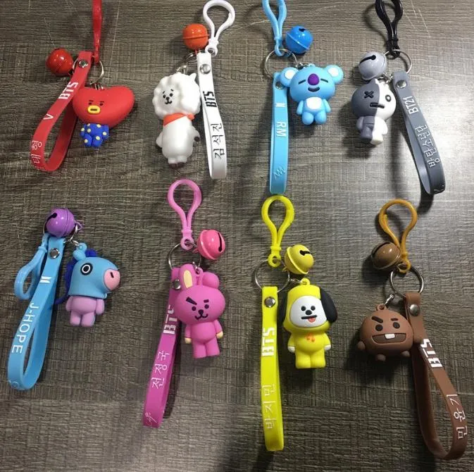 SIO Korean Kpop BTS BT21 Key Chain Charms Bag Accessories with Bell ...