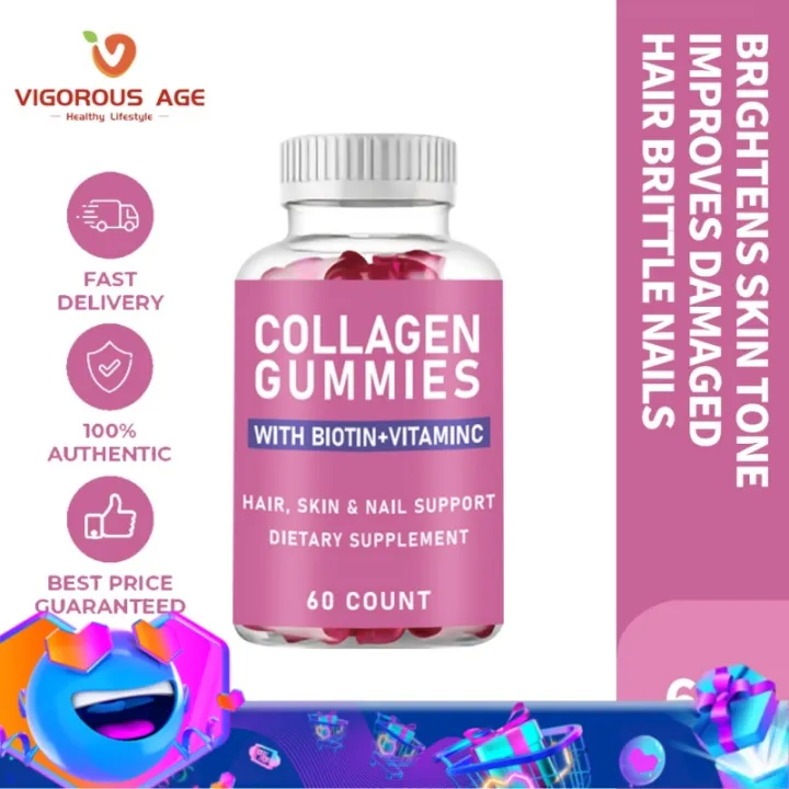 Vigorous Age Collagen Gummies with Biotin Collagen Supplements Promote ...