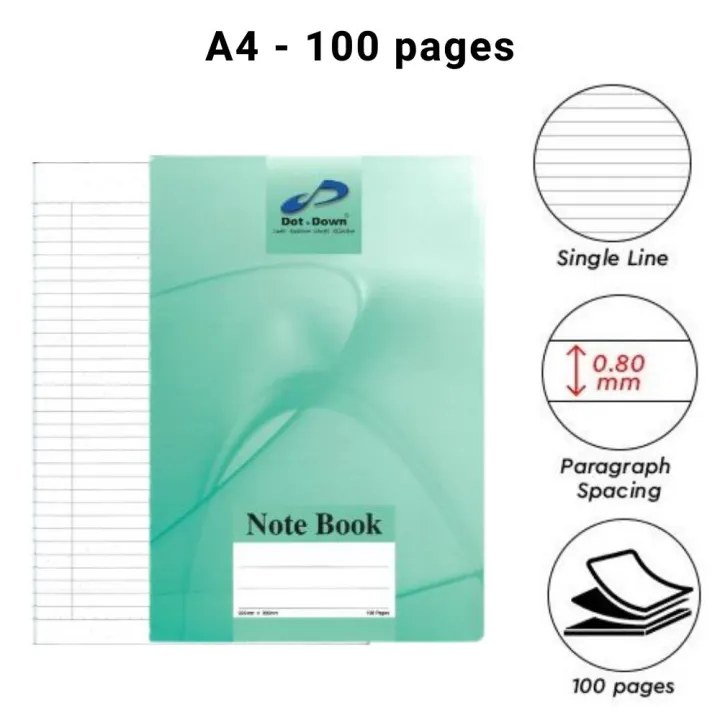 [1 book] A4 100 Pages Dot Down Soft Card Cover Single Line Exercise ...