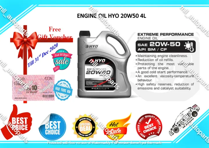 ENGINE OIL HYO 20W50 SM/CF EXTREME PERFORMANCE 4 LITER | Lazada