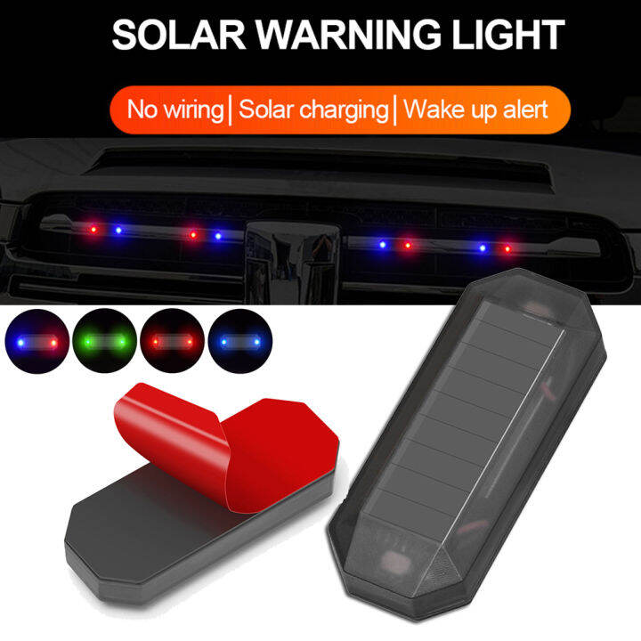 Mini LED Solar Power Car Warning Light Night Security Simulated Alarm Wireless Anti-Theft ...