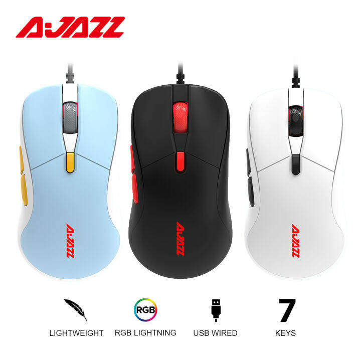 Ajazz AJ129 Wired Mouse 7 Buttons USB Lightweight 65g Mice RGB Light ...
