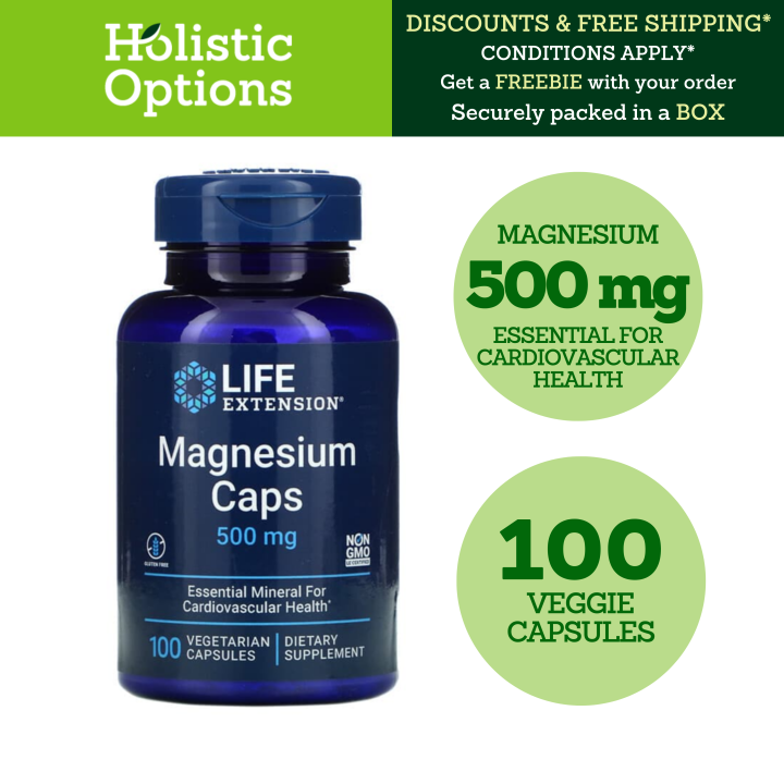 Life Extension, Magnesium Caps, 500 mg, 100 Vegetarian Capsules ...