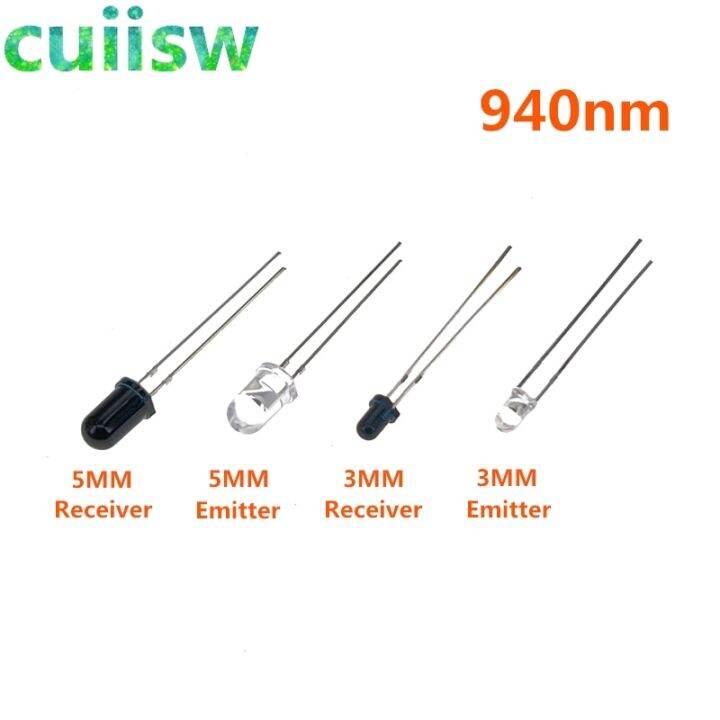 10pcs 3mm 5mm Ir Led Diode Transimitter Receiver 940nm Infrared