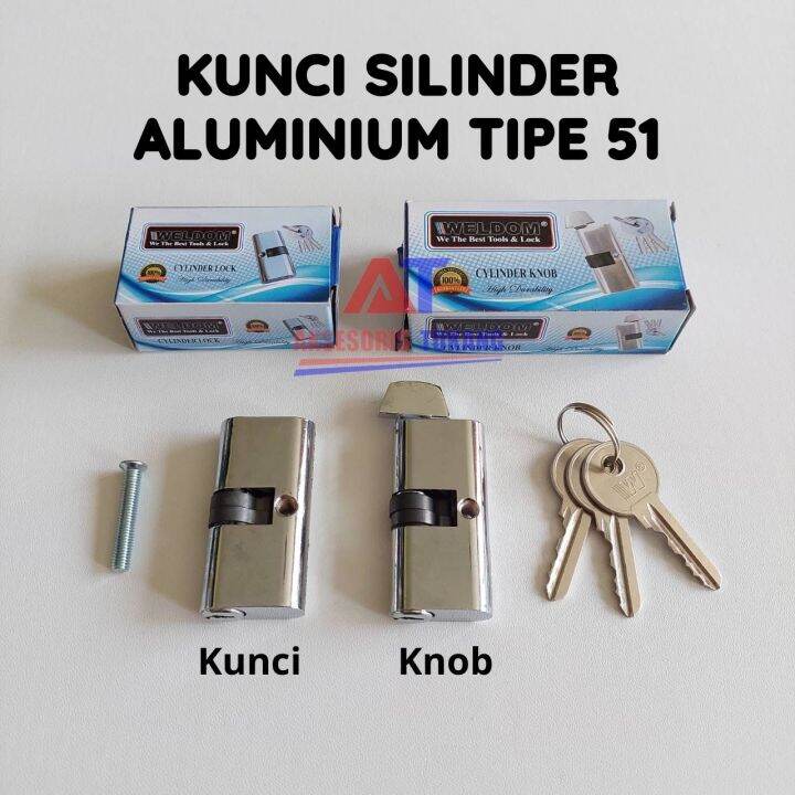 Silinder Kunci Pintu Aluminium Tipe 51 Knob Knop Weldom | Lazada Indonesia
