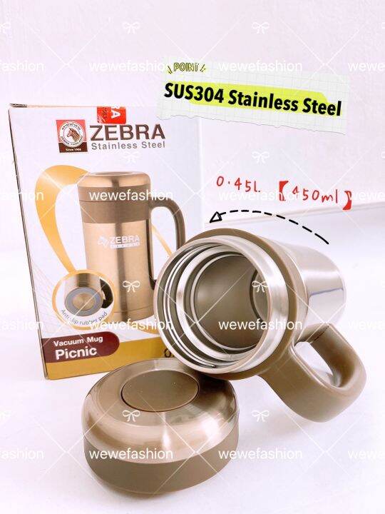 READY STOCK!!!Zebra SUS304 Stainless Steel Vacuum Pinic Mug 0.45L ...