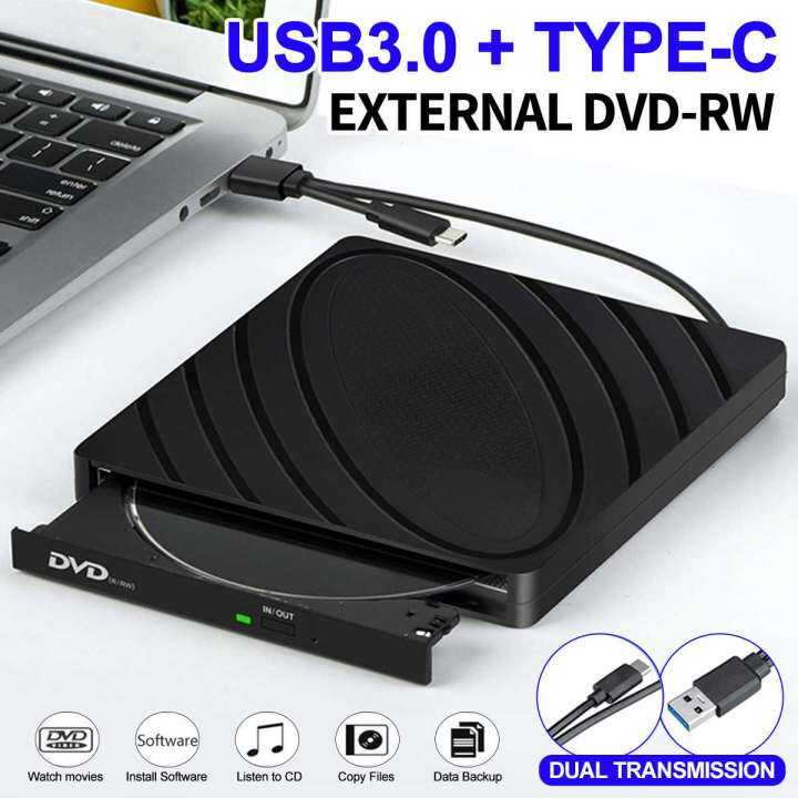 External DVD-RW Writer Reader USB 3.0 &Type C DVD Drive, CD Burner ...