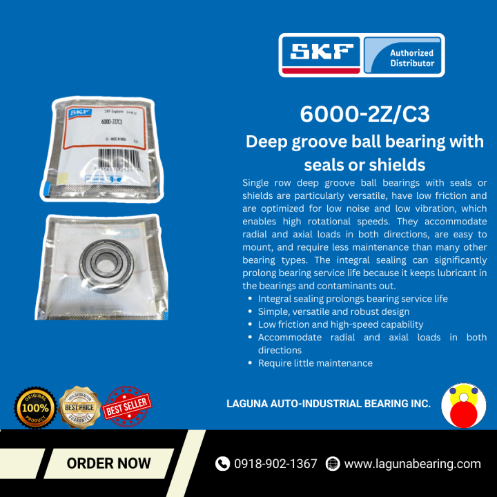 SKF 6000-2Z/C3 Deep groove ball bearing with seals or shields | Lazada PH