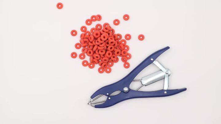 Livestock Tail Removal Piglets Sheep Castration Pliers with 100 Rubber Rings Castration Device ...