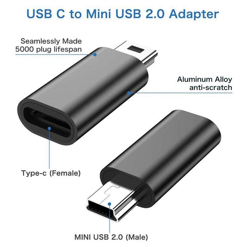 USB C to Mini USB 2.0 Adapter Type C Female to Mini USB Male Convert ...