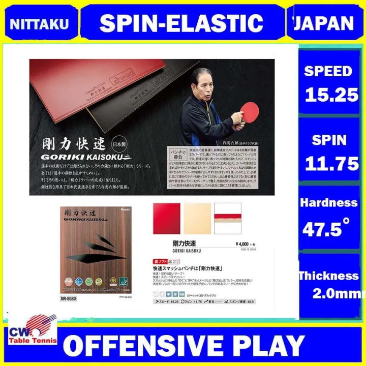 NITTAKU Goriki Kaisoku Super Spin-Elastic Inverted Table Tennis Rubber Getah Ping Pong Made in ...