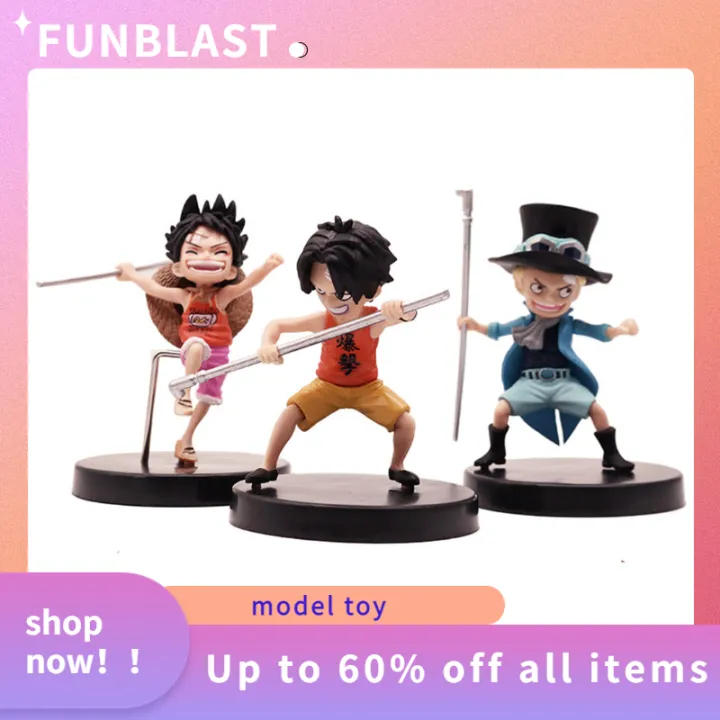 One Piece Anime 3 PCS Monkey D Luffy Action Figure Collection Cake ...