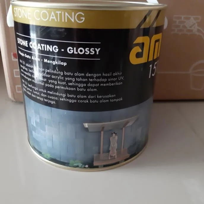 Cat Batu alam AM 151 Stone coating Glossy 2.5 Liter kilap coating batu ...