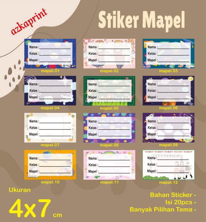 Isi 20pcs Stiker Mapel - Lbael Buku Pelajaran Sekolah - Sticker Mata ...