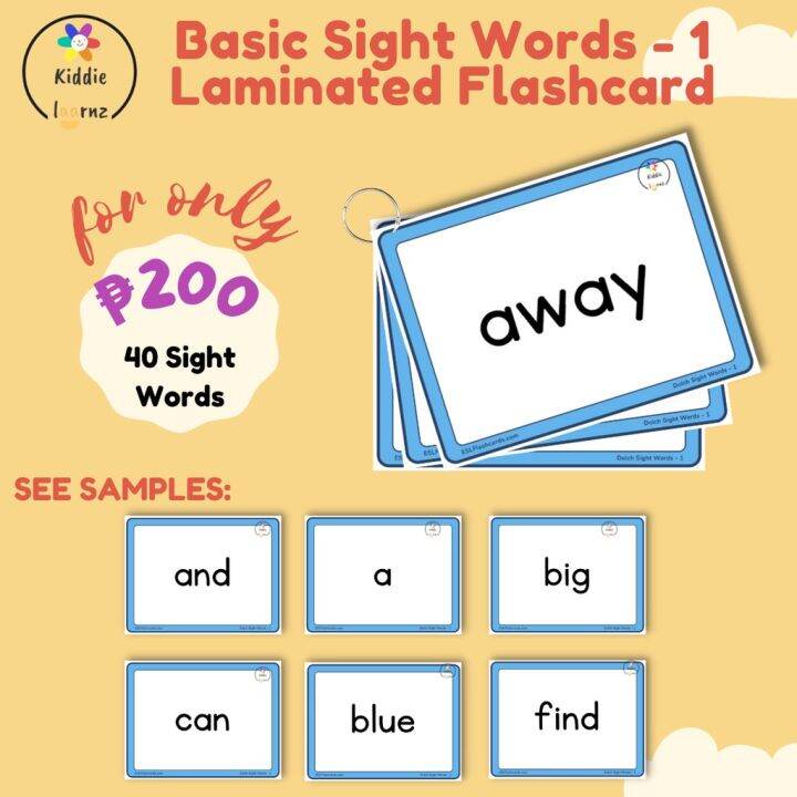 Basic Sight Words Levels 1-5 - Fully Laminated Flashcards | Lazada PH