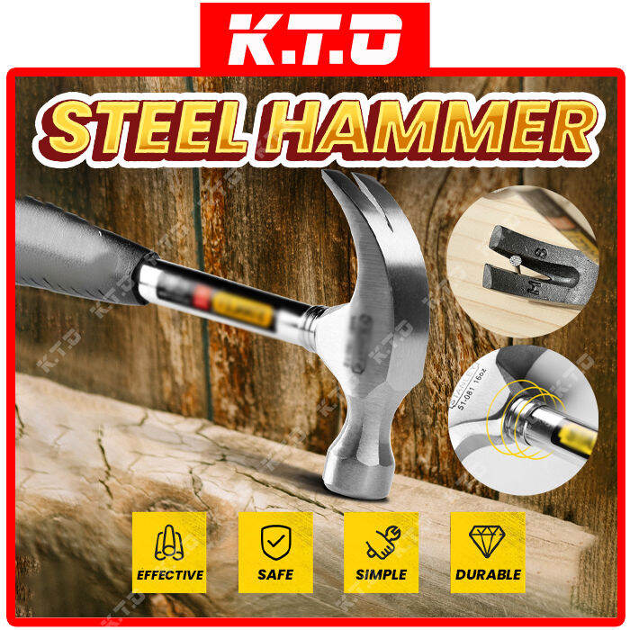 51-081 27MM Jacketed Steel Handle Claw Hammer / Penukul Besi / 铁锤 | Lazada