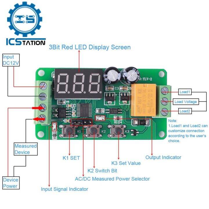DC 12V 0 5A AC/DC Current Sensor Current Detector Monitor LED Display ...