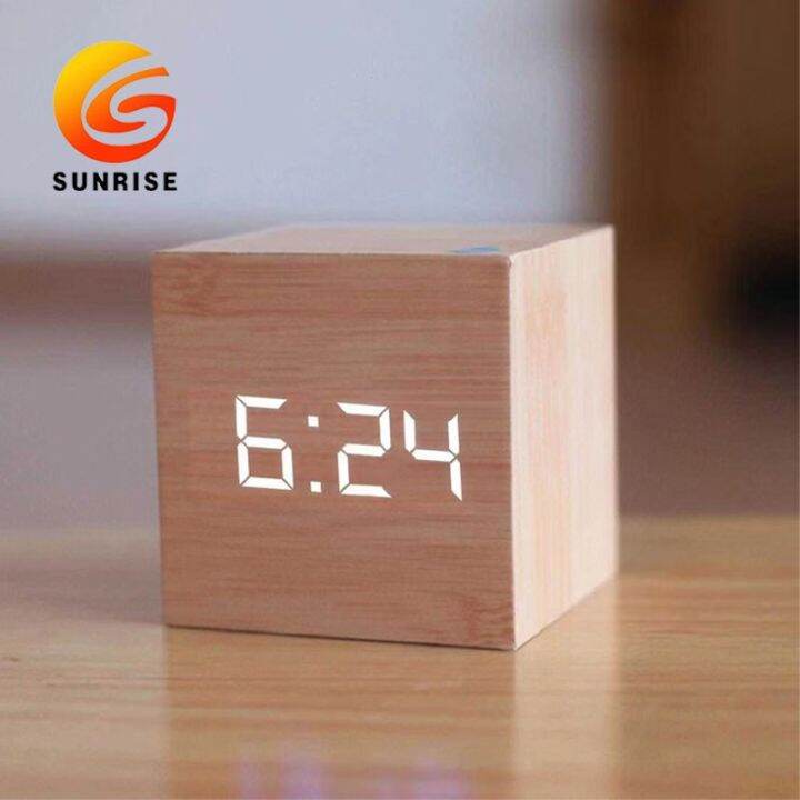 Digital Qualified Wood LED Alarm Clock Wood Clock Table Decoration ...