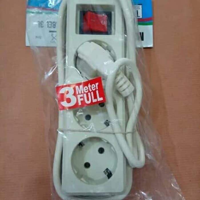 3 lubang 3 meter kabel Rol Steker Colokan Listrik Stop Kontak 3 Lubang ...