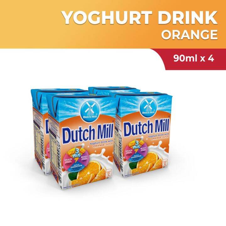 ♙Dutch Mill Yoghurt Drink Orange Juice 90ml x 4♫ | Lazada PH
