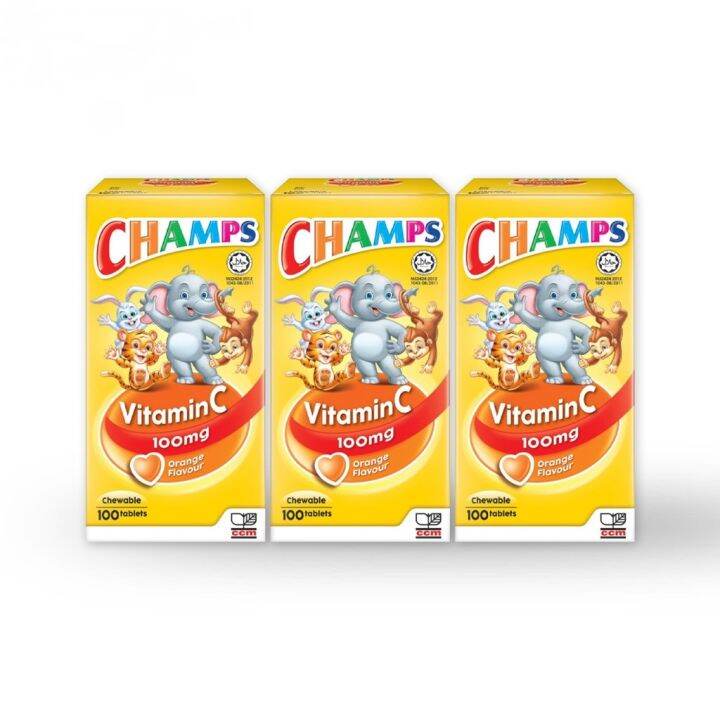 Champs Vitamin C 100mg chewable tablet 100's x 3 (Triple Pack) | Lazada