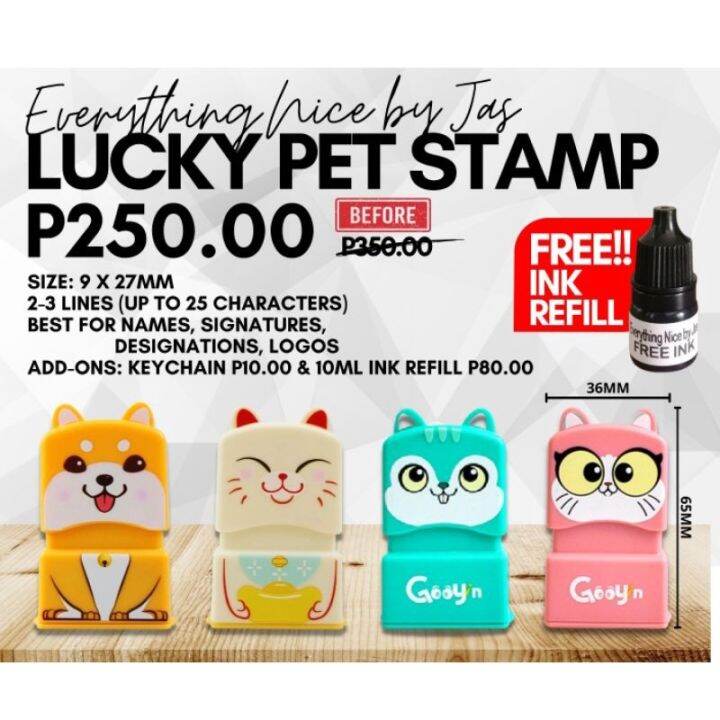 LUCKY PET STAMP COD Self-Inking Stamp with Ink FREE LAYOUT(Personalized ...