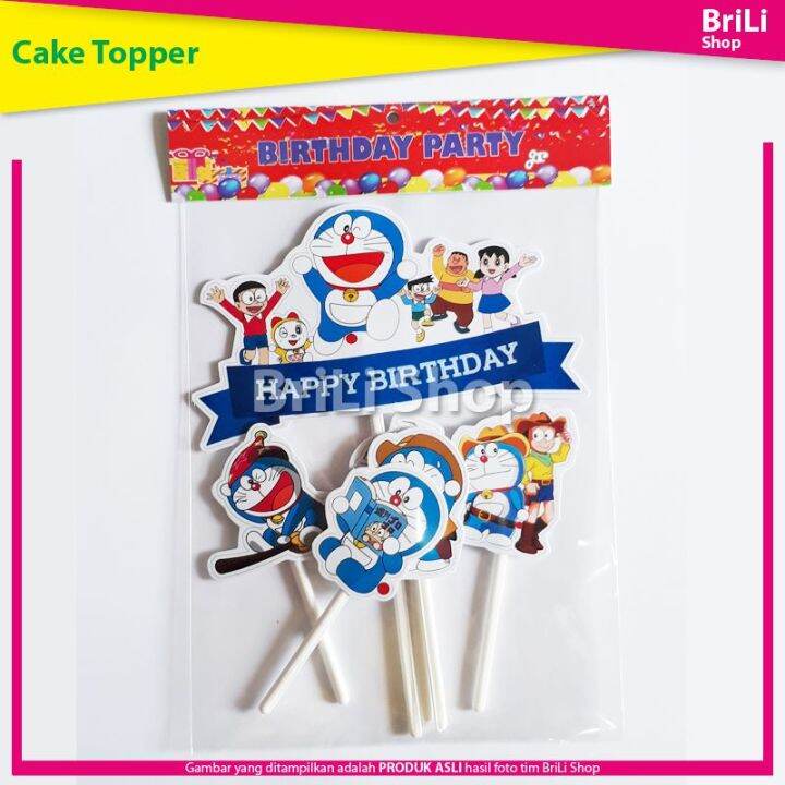 Cake Topper HAPPY BIRTHDAY Doraemon Hiasan Kue Ultah Ulang Tahun ...