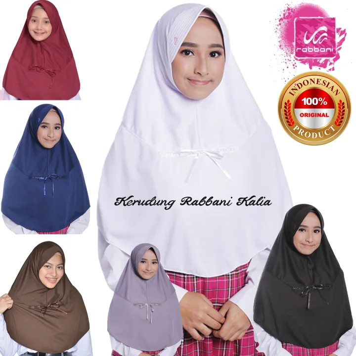 Kerudung Hijab Jilbab Sekolah Rabbani Kalia Pita Depan Model Terbaru Murah Untuk Anak Sekolah SD ...