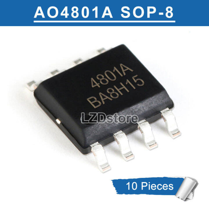 10ชิ้น4801A SOP-8 AO4801A AO4801 4801 SOP8 SMD 30โวลต์/5A Dual P-ช่อง ...