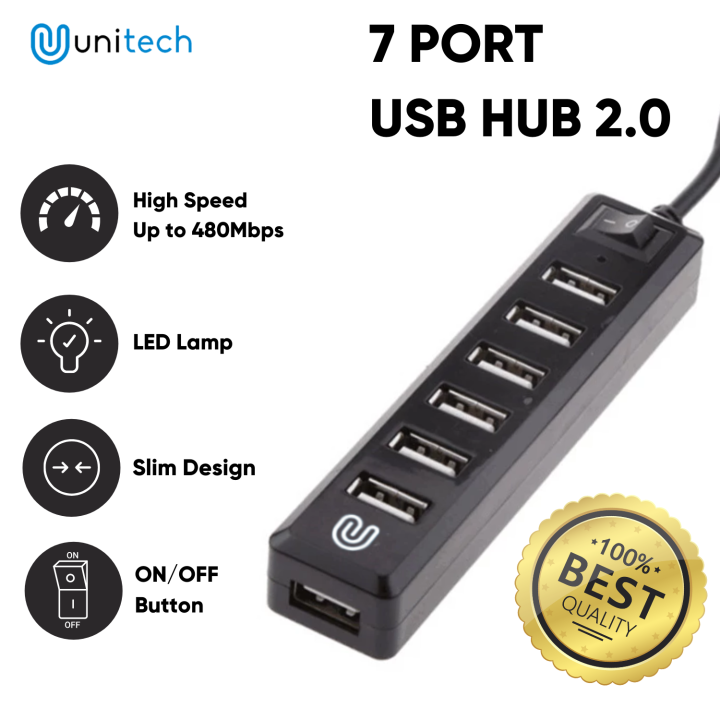 USB Hub 7 Port 2.0 Unitech with Saklar On Off untuk Komputer PC Laptop | Lazada Indonesia