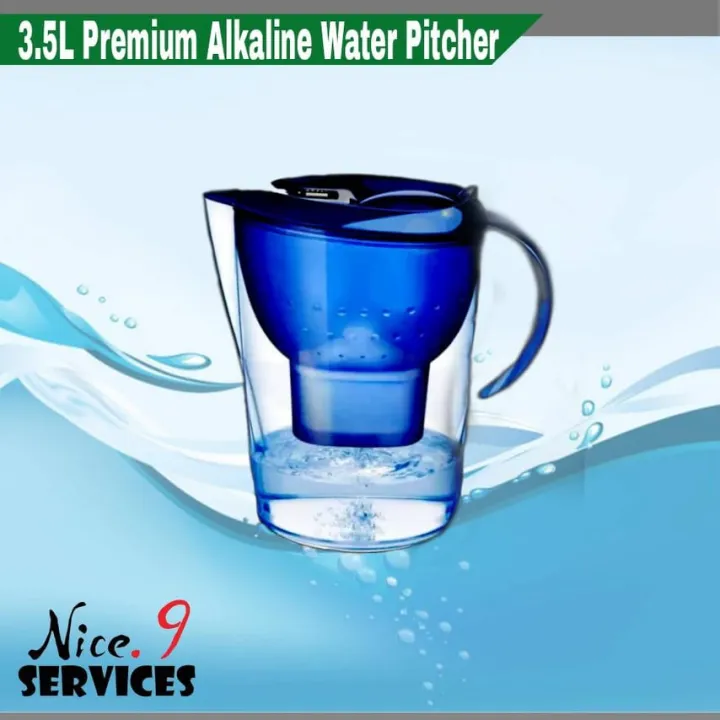 3.5LPremium Alkaline Water Pitcher Pure Healthy Mineral Water with 1 ...