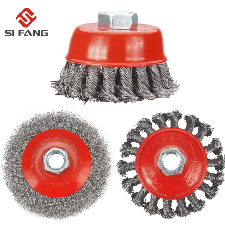 SI FANG 75mm/100mm Twist Knot Wire Wheel disc&Cup Brush Set Kit 3inch/4 ...