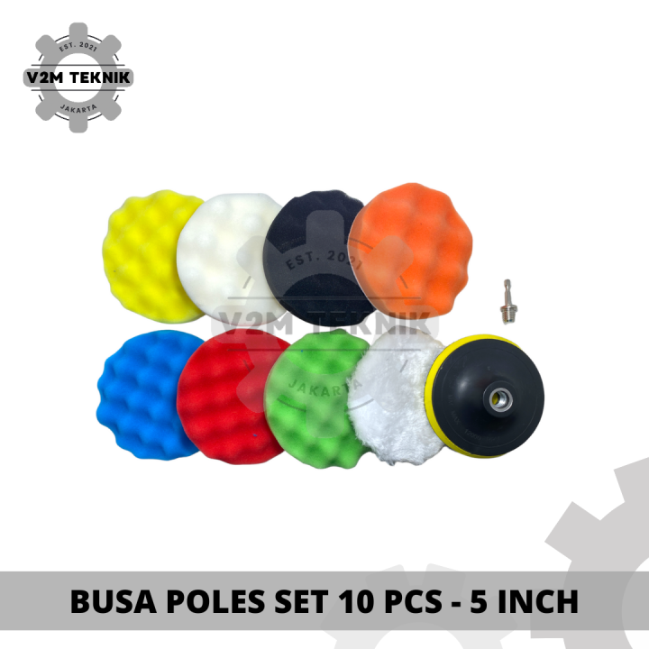 Busa Poles Mobil Set 10 Pcs 5 Inch / Sponge Polishing Set Car Buffing ...