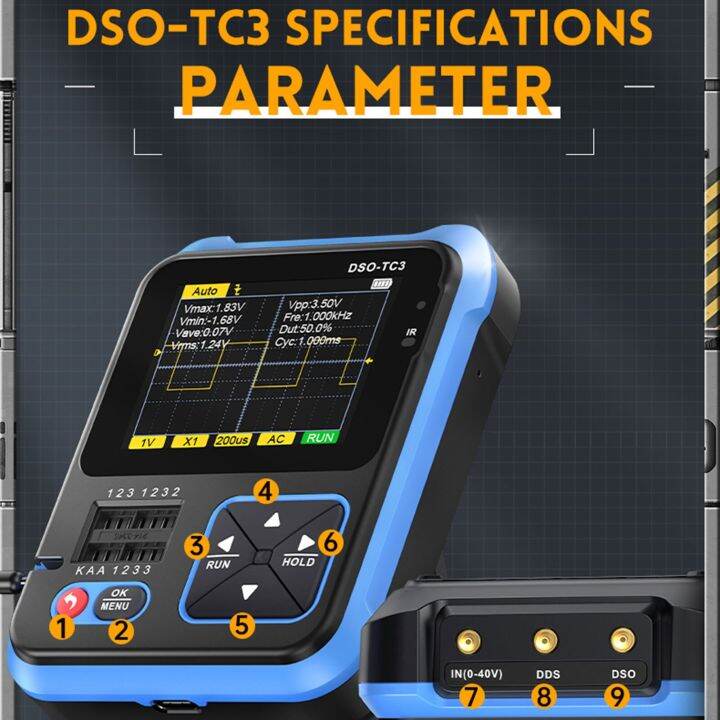 FNIRSI DSO-TC3/DSO-TC2 3 in 1 Digital Oscilloscope Transistor Tester ...