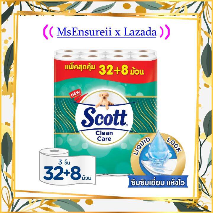 Scott Clean Care Bath Tissue 32+8 Rolls , สก๊อตต์ คลีน แคร์ กระดาษชำระ ...