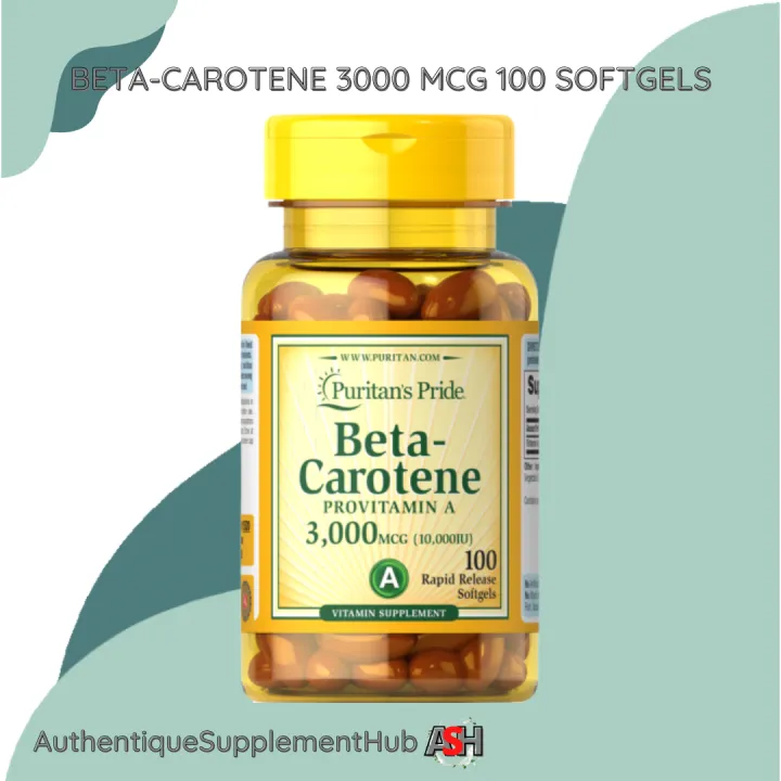Puritan’s Pride Beta-Carotene 3000 mcg (10,000 IU) 100 Softgels ...