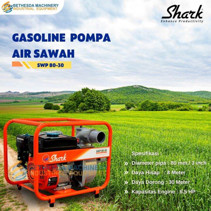 Water Pump Shark SWP 80-30 - Mesin Pompa Air Sawah 6.5 HP/ 3inch ...
