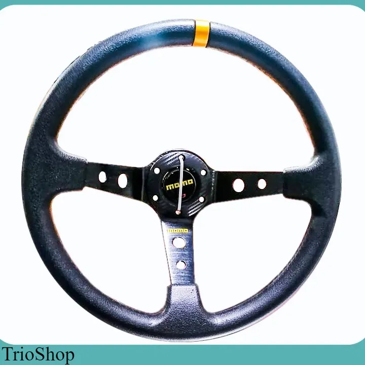 MOMO 14inch 350mm Car Racing Black Steering Wheel Aluminum Alloy Deep Corn Dish Sport Drifting ...