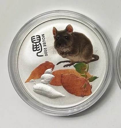 2020 Perth Mint Australia Lunar Mouse with Sweet Potatoes 1 oz .9999 ...
