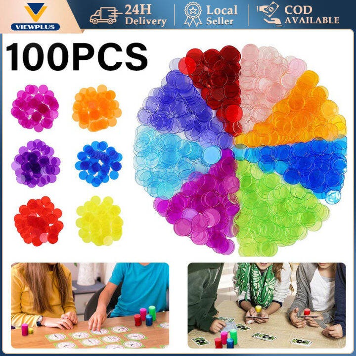 100pcs Plastic Bingo Chips Count Bingo Chips Markers Bingo Game Cards ...