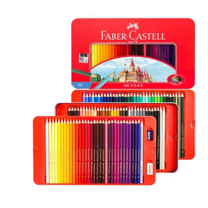 FABER CASTELL 100 Colors Oil Castle Color Pencil Tin Box Set Drawing ...