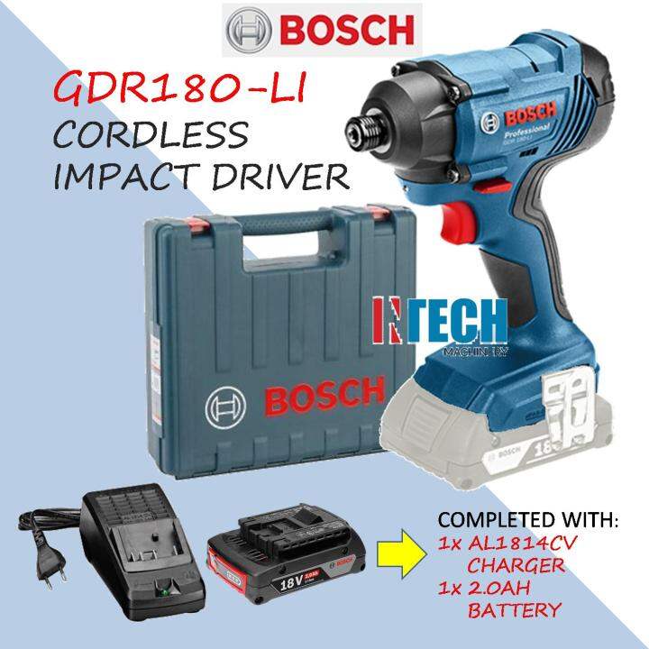 BOSCH GDR180-LI CORDLESS IMPACT DRIVER C/W 1x AL1814CV CHARGER AND 1x 2 ...