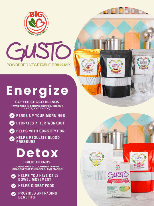 GUSTO POWDERED VEGETABLE DRINK MIX - Energizer and Detoxifying Drink ...