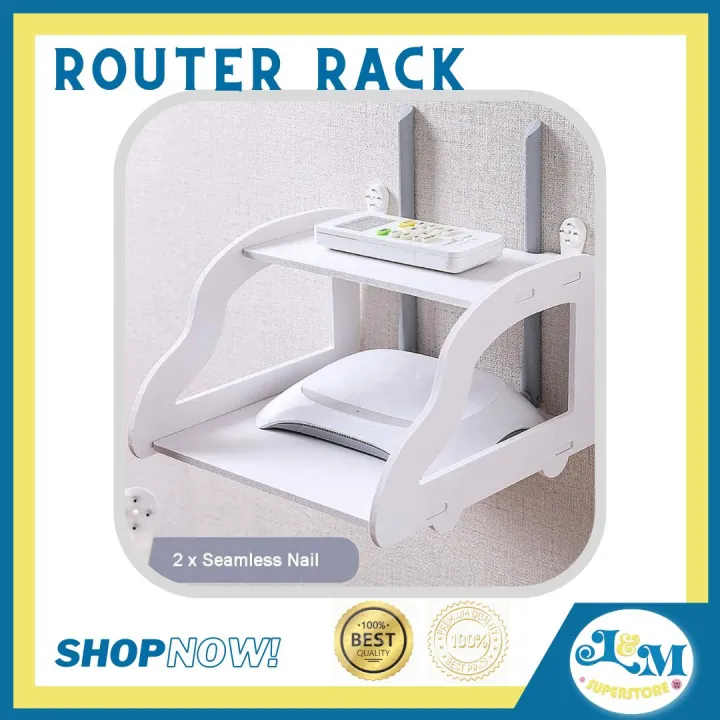 [L&M] Phone and Router Rack | Wood Hollow Double-layer Wifi Router ...